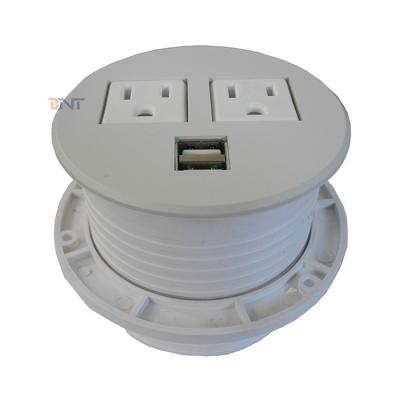 China Round desktop power dual usb sofa socket charger for furniture with US power outlet for sale