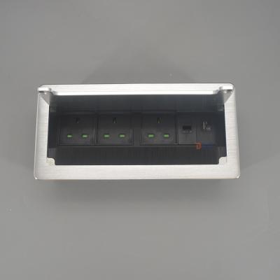 China Aluminum Alloy Plate Brush cover Conference Table Power Socket Hidden In Desktop for sale