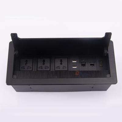 China Aluminum Alloy Plate Brush Cover Desktop Sockets Desktop Brush Socket With USB for sale