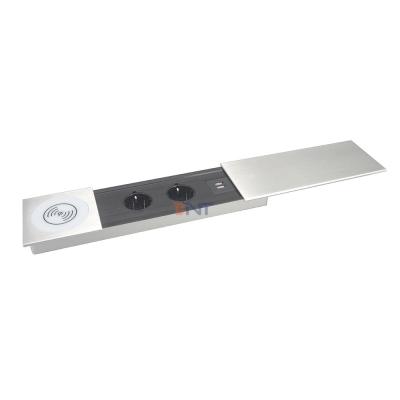 China Multimedia Table Sliding Power Socket With Usb Charging And Wireless Charger for sale