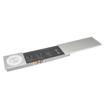 China 10A Sliding Desk Socket With Usb Wireless Phone Charger for sale