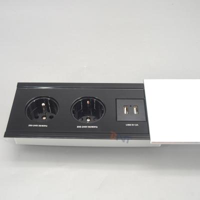 China Brushed Aluminum Box FR Power Sliding Cover Tabletop Power Data Outlets for sale