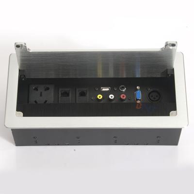 China Multifunction Desk Outlet Box Embedded In Office Automation System Hidden Cable Design Flip Up Desktop for sale