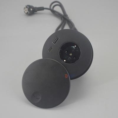 China Round Desktop Power USB Type C Sofa Socket With Rotate Cover For Furniture for sale