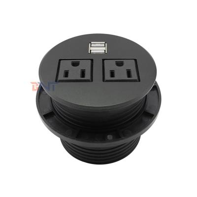 China 4 In 1 Desktop Power Grommet Hidden Desk Plug 2 X US Power Strips With 2 USB Black And White for sale