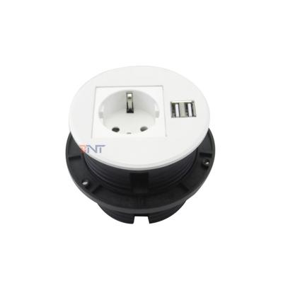 China 3.54 Inch Cut - Out Hole Desktop Socket With 2 USB Charge 1 AC For Office Home School Hotel White for sale