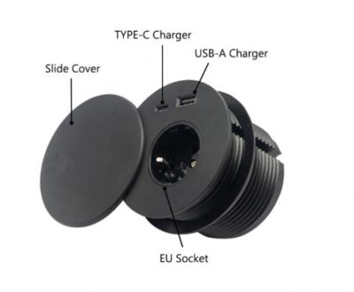 China Hidden Power Socket Desktop EU Plug Office Desktop Embedded Outlet Power Grommet With USB And Type C For New Phone for sale