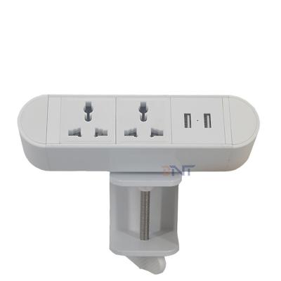 China estação da tomada de poder do cabo de 2021 6,56 Ft com distribuição branca do soquete da tira do poder da mesa da mobília de 2 porta usb do universal 2 à venda