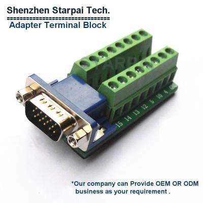 China DB15-M2 conectores de los terminales del tablero del PWB de Pin Plug Breakout To de la hembra 15 masculinos/adaptador femenino del bloque de terminales en venta