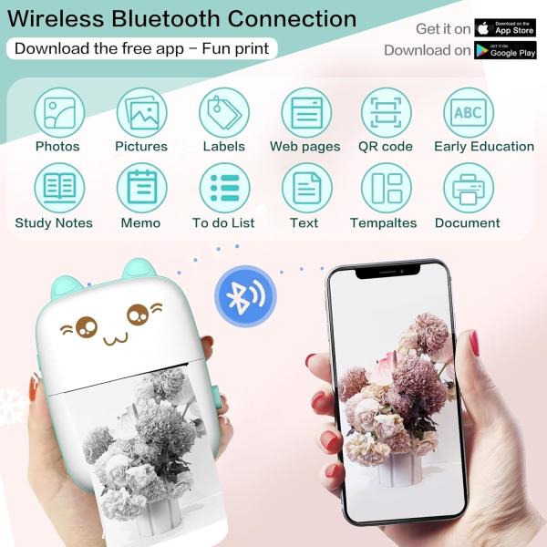 C9 Bluetooth Mini Thermal Printer Portable HD Wireless Printing Self-adhesive Paper for Label/Picture/Photos/Receipts/Notes/List