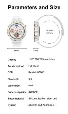 China Full Color Round Amoled Display Bluetooth Ladies Smart Watch NFC BT5.0 Call 1.36