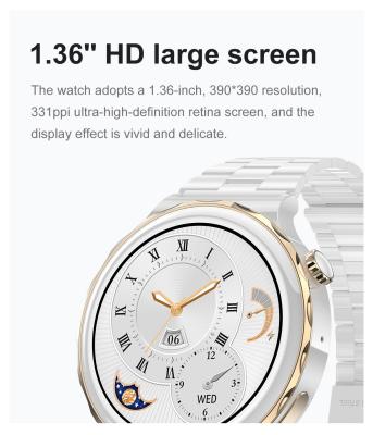 China Full Color Round Amoled Display Bluetooth Ladies Smart Watch NFC BT5.0 Call 1.36