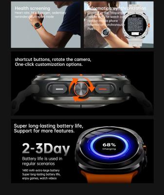 China U8 Ultra AMOLED Android 9.0 Smart Watch Men 5G SIM Card WiFi GPS Rotating Camera Sport for sale