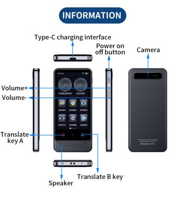 China M12 Vertaling 4,02 inch Camera Device Real-Time Smart Voice Foto Vertaler 1500mA 139 Talen Draagbare tekst Stem Vertaler Te koop