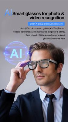 Cina Occhiali intelligenti alla moda con fotocamera e videocamera AI, ascolto di musica per uomo e donna in vendita