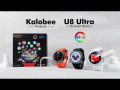 U8 Ultra AMOLED Android 9.0 Smart Watch Mensen 5G SIM-kaart WiFi GPS Roterende camera Sport