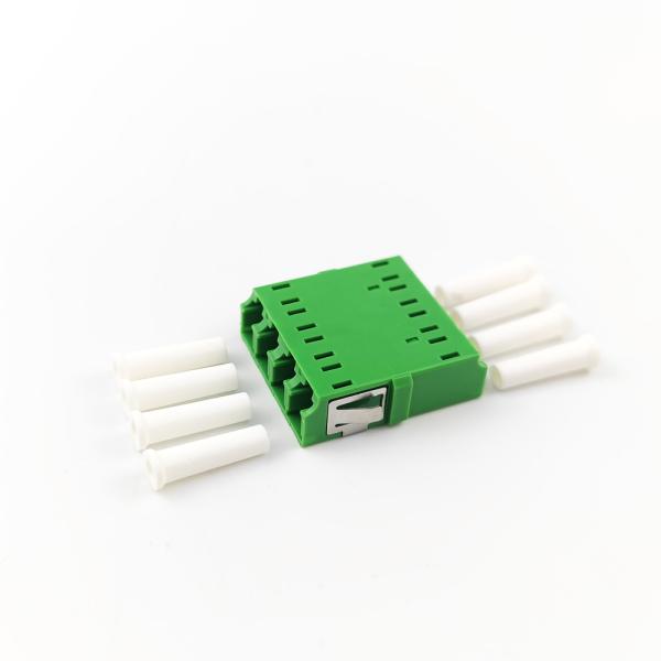 Quality 4 Ports Green LC APC Optic Fiber Adapter Earless Square Coupler for FTTH for sale