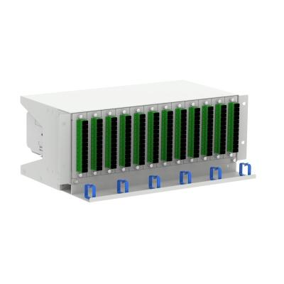 China Grijs RAL 7035 4U 144 kernen 19 inch glasvezel patch panel Sub ODF met 3 Te koop