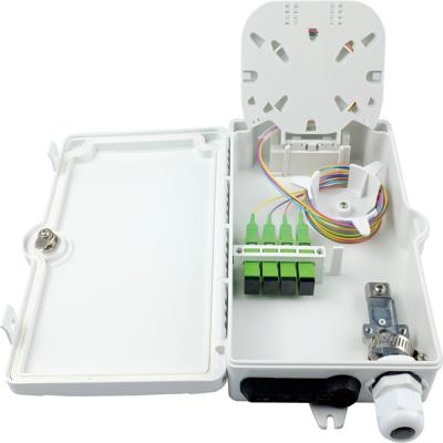 中国 FTTH IP65 屋外 4 コア 光ファイバー 終了 ボックス SC コンネクタ 壁マウント グレー 販売のため