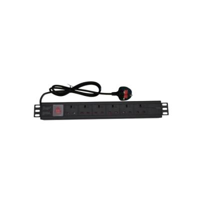 China Stocked European Style 7 Ways Socket LU Black with Switch 2m Wire 10A Aluminium Alloy for sale
