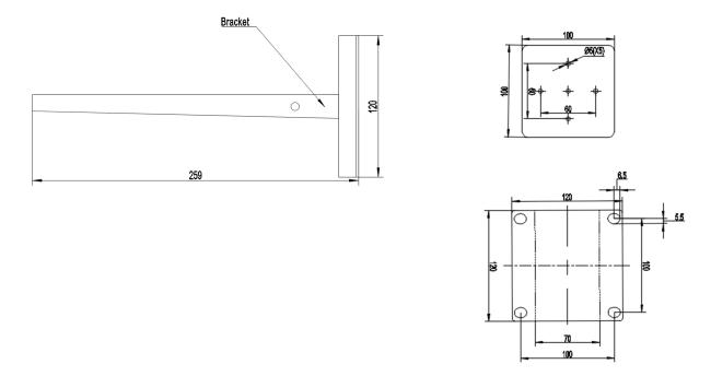 Dimension diagram of SS316L Wall Mounting Bracket