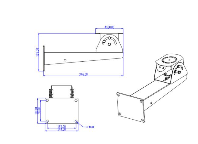 Dimension diagram of SS316L Wall Mounting Bracket
