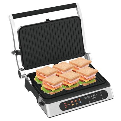 Cina 2000W elettrico digitale grande contatto BBQ Grill senza fumo Apparecchio per cucina domestica separabile 4/6 fetta Panini Maker in vendita