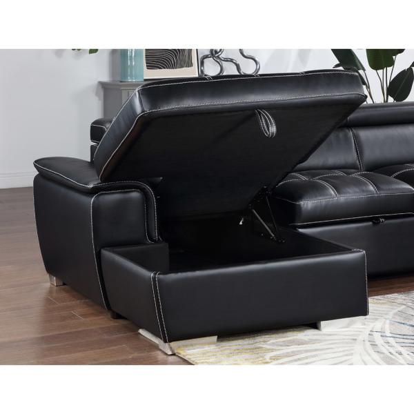 Quality BOL-6827BK-GEL Corner sofa set in black color leather gel for sale