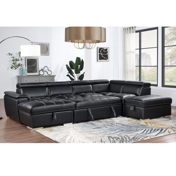Quality BOL-6827BK-GEL Corner sofa set in black color leather gel for sale
