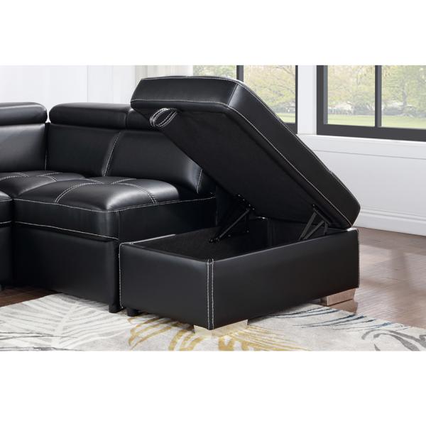 Quality BOL-6827BK-GEL Corner sofa set in black color leather gel for sale