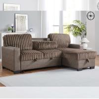 Quality L-Shaped Reversible Sectional Sleeper Sofa with Pull-Out Bed and Dropdown Table for sale