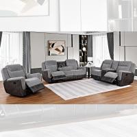Quality Recliner Sofa set with Dropdown Table and Storage Box, Light Gray & Gray Fabric for sale