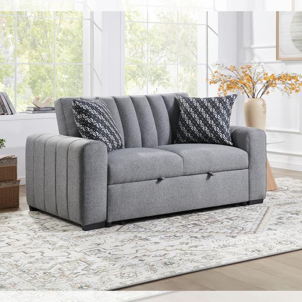 Quality Full Size Convertible Sleeper Sofa Bed, Comfortable Pull-Out Bed with Adjustable Backrest, Futon Sofa Bed, Gray Fabric for sale