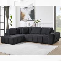 Quality L-Shaped Sectional Sofa with 3 Pillows, Black Fabric for sale