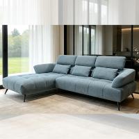 Quality Sectional Sofa with Adjustable Back and Pillows, Blue Fabric for sale
