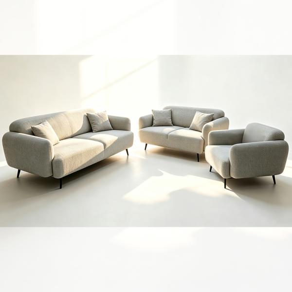 Quality 3 Piece Sofa set with Pillows, Gray Fabric for sale