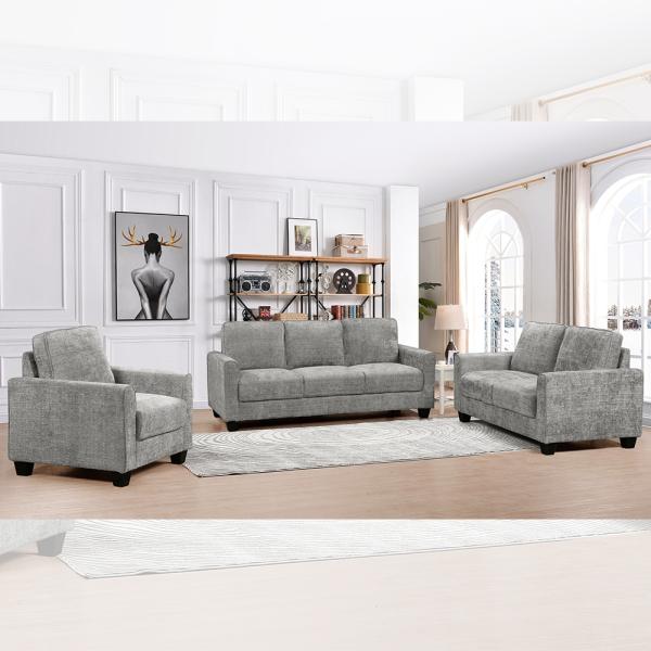 Quality 3 Piece Sofa set, Gray Fabric for sale