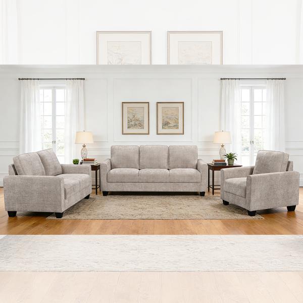 Quality 3 Piece Sofa set, Taupe Fabric for sale