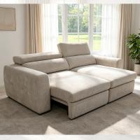 China Sofa with 2 Power Pull-out Bed and Adjustable Headrest, Sand Fabric for sale