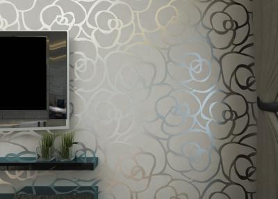China Removable Non - woven Silver grey Modern Style Wallpaper with Embossed Floral Pattern for sale
