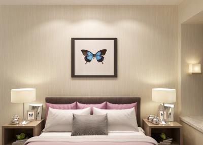 China Non - woven Modern Removable Wallpaper for Bedroom With Grey Stripes Pattern for sale