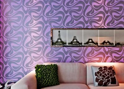 China Modern Wall Covering Purple Geometric Removable Wallpaper For Bedding Room for sale
