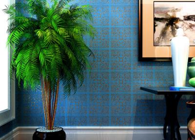 China High Range Blue And Gold Wallpaper For Walls Decoration Fireproof OEM Service for sale