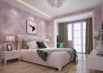 China Beautiful Floral Pattern Country Style Wallpaper Embossed for Bedroom 0.53*10M for sale