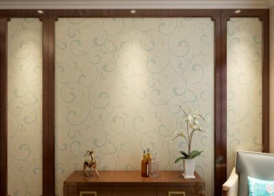 China Embossed Vinyl Interior Decorating Wallpaper , Silver and Green Contemporary Wallpaper for sale