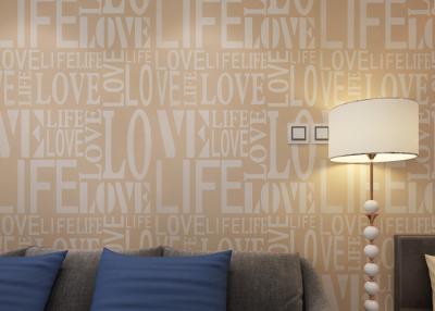 China Custom Non Woven Fashion Living Room Wallpaper / LOVE English Letter Wallpaper for sale