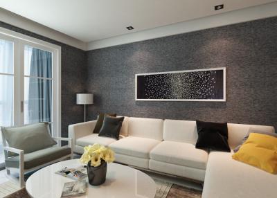 China House Decoration Sitting Room Wallpaper Removable Vinyl Black Embossed for sale