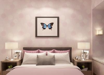 China Pink Color Vinyl Rustic Floral Room Wallpaper For Bedroom Decoration Tear Resistant for sale