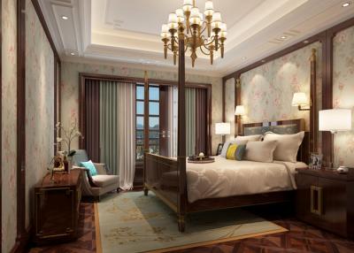 China Light Green Rustic Style Wallpaper with Red Floral Pattern for Bedroom Walls for sale