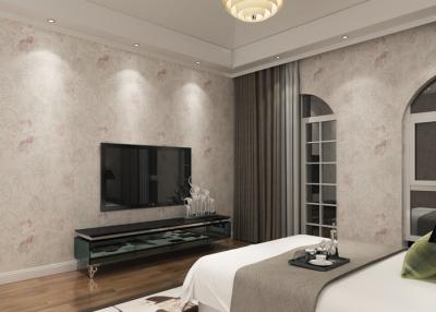 China Floral Pattern 3D Home Wallpaper Vintage Wallcovering Light Pink Color for sale